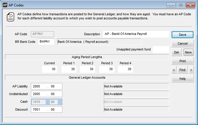 Posting Transactions to General Ledger (AP Codes)