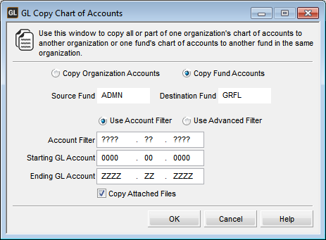 Copying a Chart of Accounts