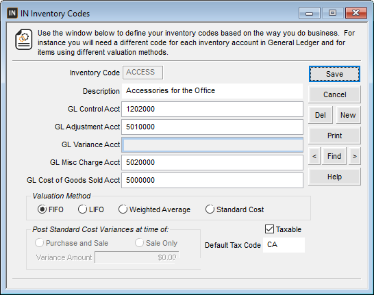 Adding Inventory Codes