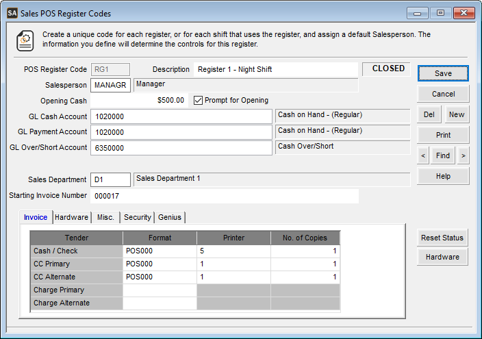 Setting Up Your Registers